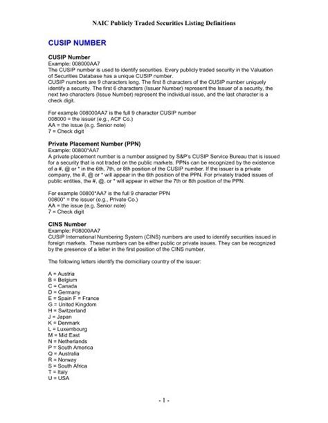 Cusip Number