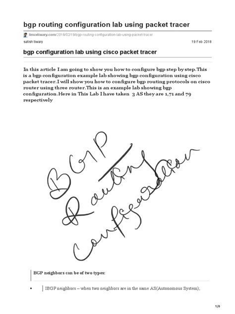 Bgp Routing Configuration Lab Using Packetnbsptracer Pdf Router Computing Routing