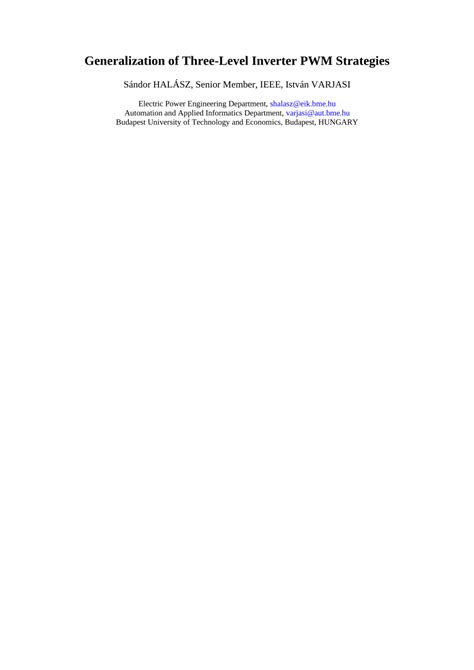 Pdf Sinusoidal Pwm Techniques With Additional Zero Sequence Harmonics