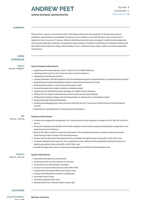 Database Administrator Resume Samples And Templates Visualcv