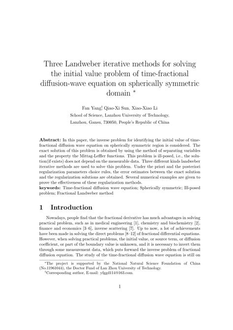 Pdf Three Landweber Iterative Methods For Solving The Initial Value