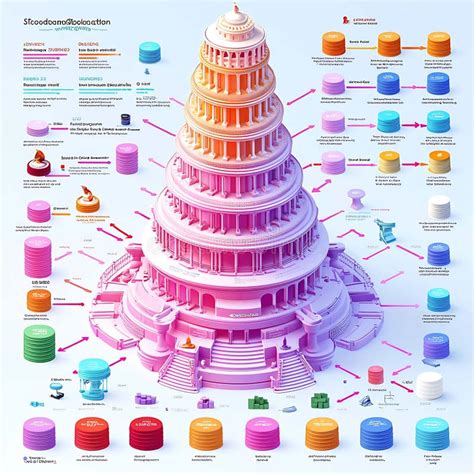Stunning 3d Isometric Illustration Of A Tiered Temple Symbolizing Data Storage Or Hierarchical