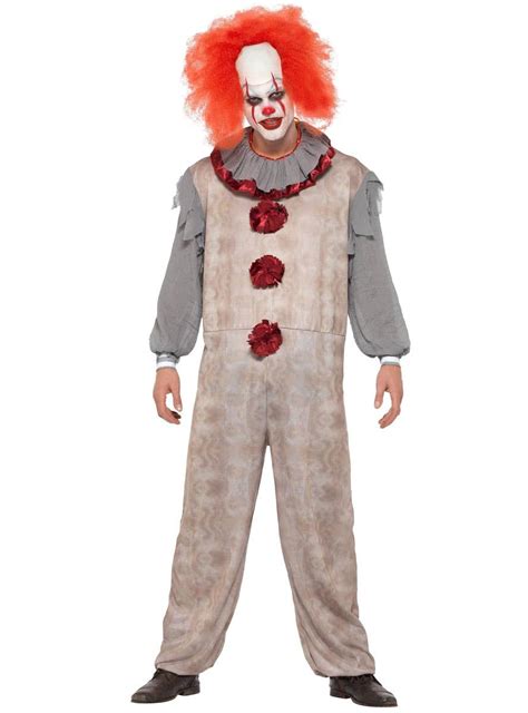 Tattered Pennywise Clown Costume Mens Vintage Horror Clown Outfit