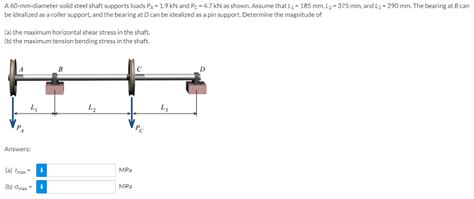 Solved A 60 Mm Diameter Solid Steel Shaft Supports Loads Pa