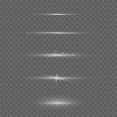 흰색 빛나는 빛 수평 렌즈 플레어 레이저 빔 프리미엄 벡터