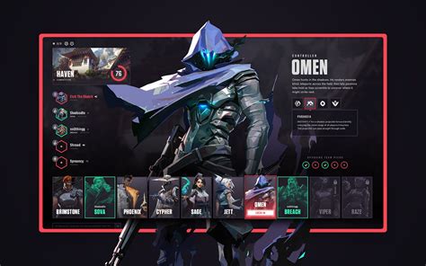 Valorant Character Picker Ui Redesign On Behance Game Ui Game Ui