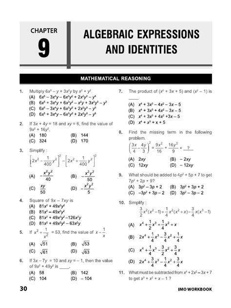 Algebraic Expression Amc Pdf