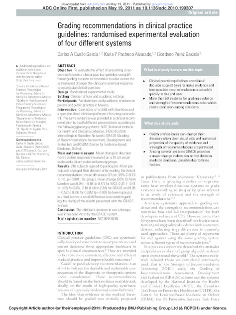 Pdf Grading Recommendations In Clinical Practice Guidelines Randomised Experimental