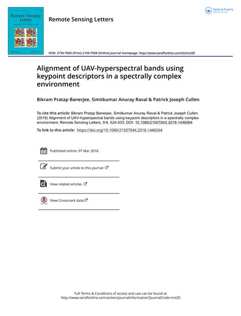Pdf Alignment Of Uav Hyperspectral Bands Using Keypoint Descriptors