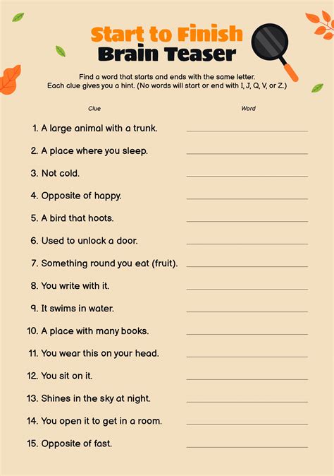 Free Printable Cognitive Exercises