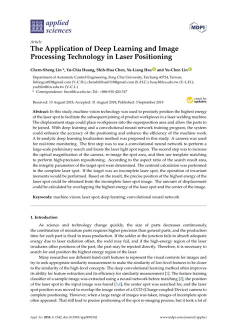 Pdf The Application Of Deep Learning And Image Processing Technology In Laser Positioning
