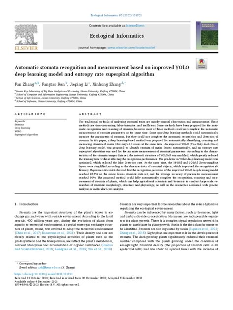 Automatic Stomata Recognition And Measurement Based On Improved Yolo