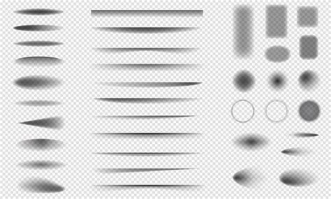 부드러운 가장자리가 있는 사실적인 그림자 세트입니다 투명한 배경에 벡터 그림자 효과 투명한 그림자 포스터 배너 전단지 3차원 형태에 대한 스톡 벡터 아트 및 기타 이미지