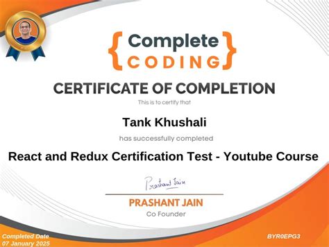 Reactjs Redux Webdevelopment Certification Learning Tank Khushali