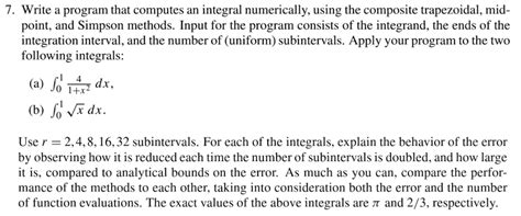 Write A Program That Computes An Integral Chegg