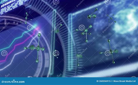 Animation Of Molecules Over Data Processing On Black Background Stock Video Video Of