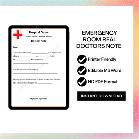 Emergency Room Real Doctors Note For Work Template