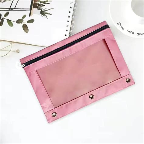 Luxcidy Binder Pencil Pouch With Zipper Pulls Pencil Case With Rivet