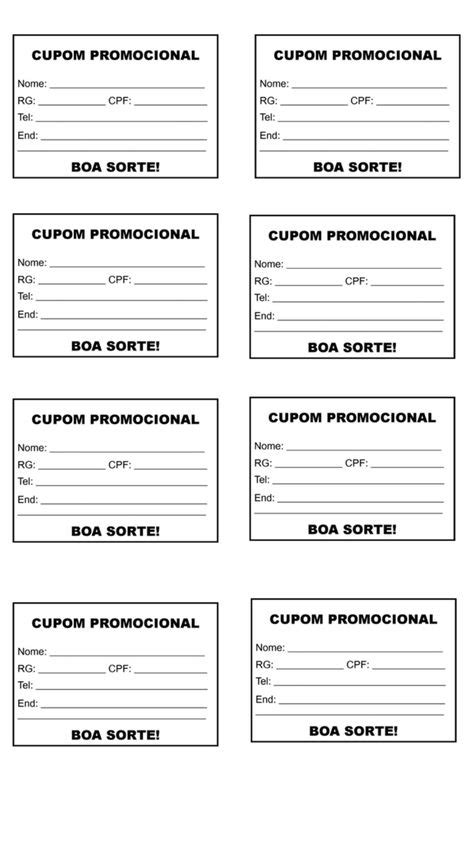 Cupom Para Sorteio