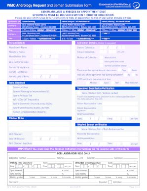 Fillable Online Semen Analysis Request Form Queensland Fertility Group Fax Email Print PdfFiller
