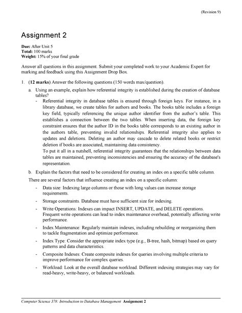 Assignment 2 Submit Your Completed Work To Your Academic Expert For