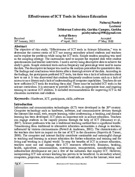 Pdf Effectiveness Of Ict Tools In Science Education