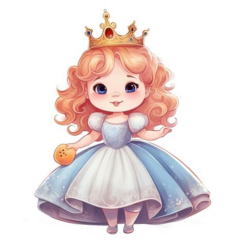 손에 쿠키를 들고 있는 만화 공주 프리미엄 사진