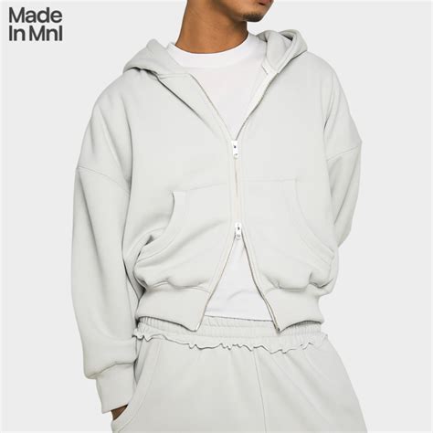 Madeinmnl Two Way Zip Up Boxy Cropped Hoodie Shopee Philippines