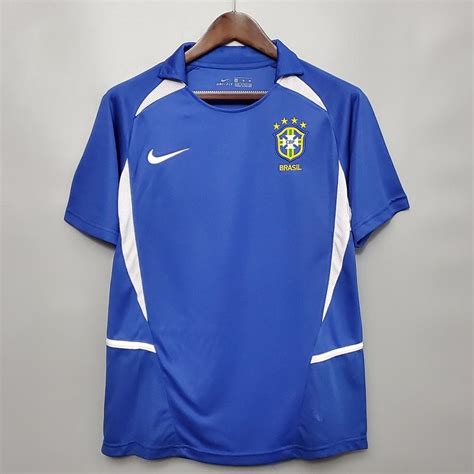 Brazil 2002 World Cup Away Blue Jersey With Wc Patches As Worn By