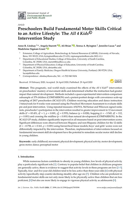Pdf Preschoolers Build Fundamental Motor Skills Critical To An Active Lifestyle The All 4