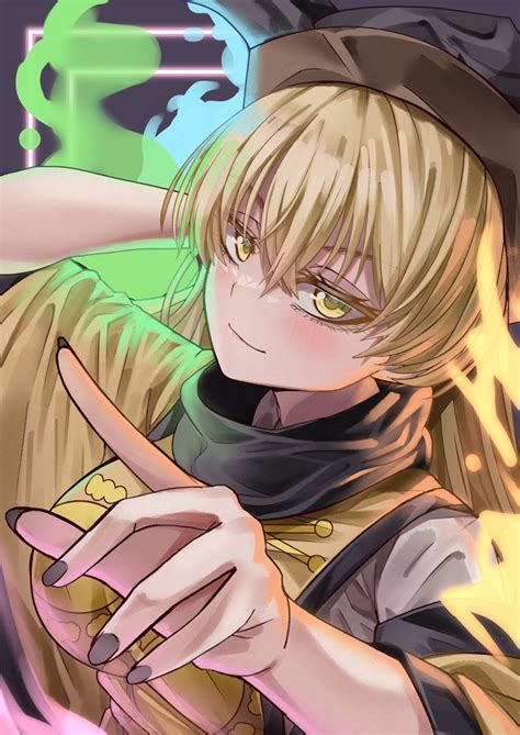 Safebooru 1girl Bangs Black Headwear Black Nails Blonde Hair Breasts