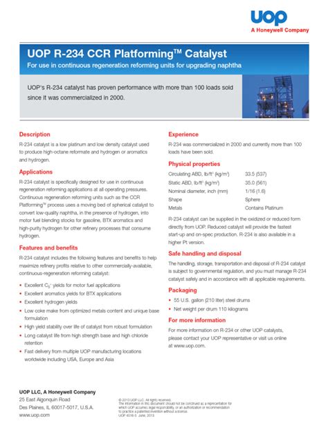 R 234 Catalyst For Ccr Reforming Pdf Industrial Processes