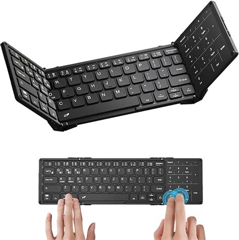 2 In 1 Foldable Keyboard With Touchpad And Number Pad Multi Device Wireless Portable