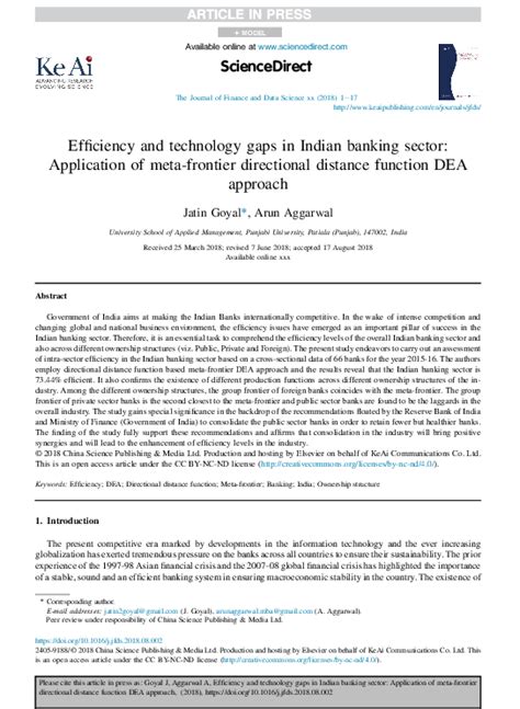 Pdf Efficiency And Technology Gaps In Indian Banking Sector Application Of Meta Frontier