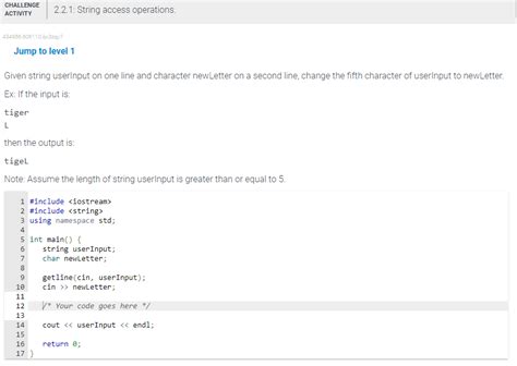 Solved Jump To Level 1 Given String Userlnput On One Line