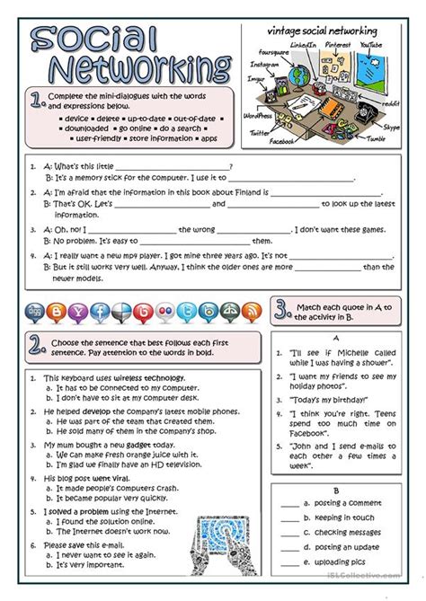 SOCIAL NETWORKING English ESL Worksheets For Distance Learning And