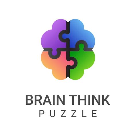 두뇌 퍼즐 로고 디자인 두뇌 생각 로고 프리미엄 벡터