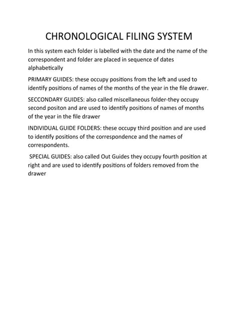 Chronological Filing System Pdf