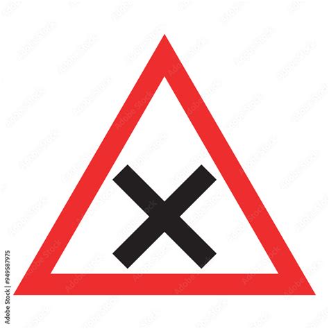 Uncontrolled Intersection Traffic Sign Within A Red Triangle Traffic