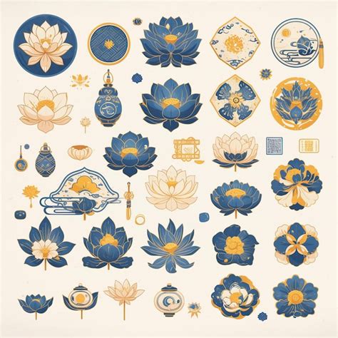 Premium Vector Delicate Lotus And Cloud Patterns On Ceramics