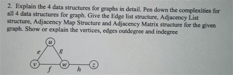 Solved 2 Explain The 4 Data Structures For Graphs In