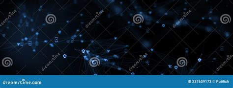 Abstract Futuristic Technology With Polygonal Shapes On Dark Blue Background Design Digital