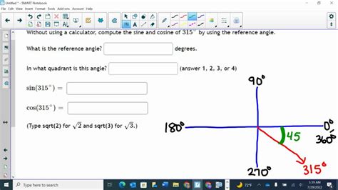 Solved Without Using A Calculator Compute The Sine And Cosine Of 315