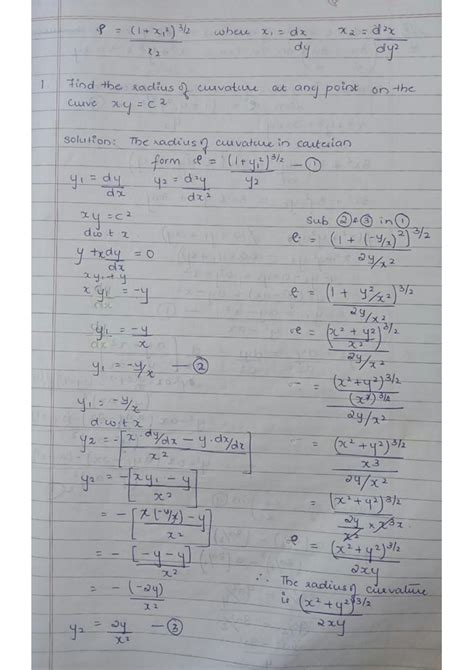 Solution Differential Calculus Part 3 Radius Of Curvature Centre Of