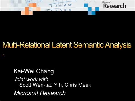 Ppt Multi Relational Latent Semantic Analysis Powerpoint Presentation Id2577502