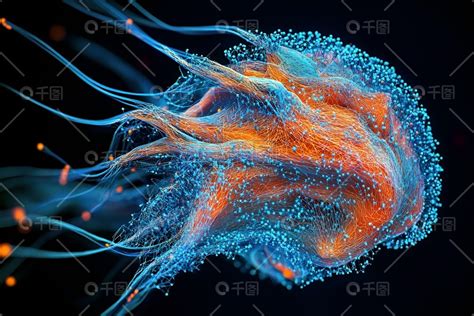 信息数据ai数字艺术 信息数据3d渲染抽象生物体蓝色橙色流动变化插画 Ai图片免费下载 Png格式 4032像素 编号72275301 千图网