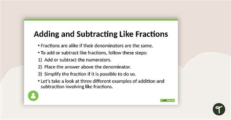 Adding And Subtracting Fractions PowerPoint Teach Starter