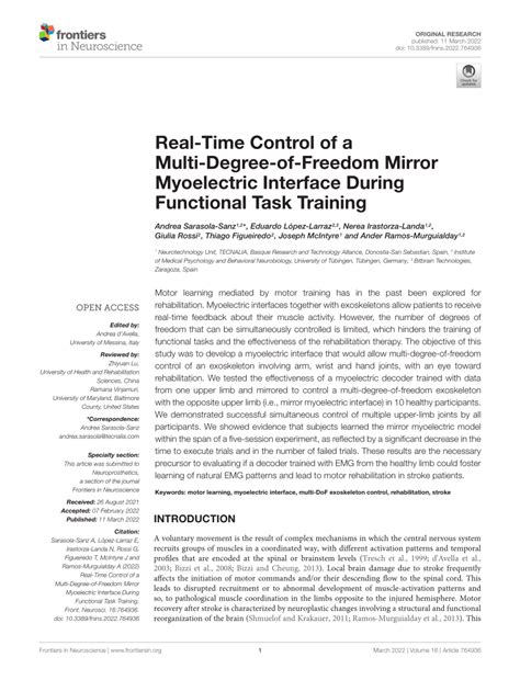 Pdf Real Time Control Of A Multi Degree Of Freedom Mirror Myoelectric Interface During