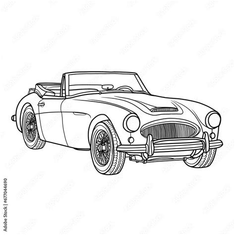 Classic Vintage European Convertible Sports Cars Vector Illustration
