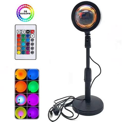 Светильник проекционный Sunset Lamp RGB с пультом на штативе USB ...